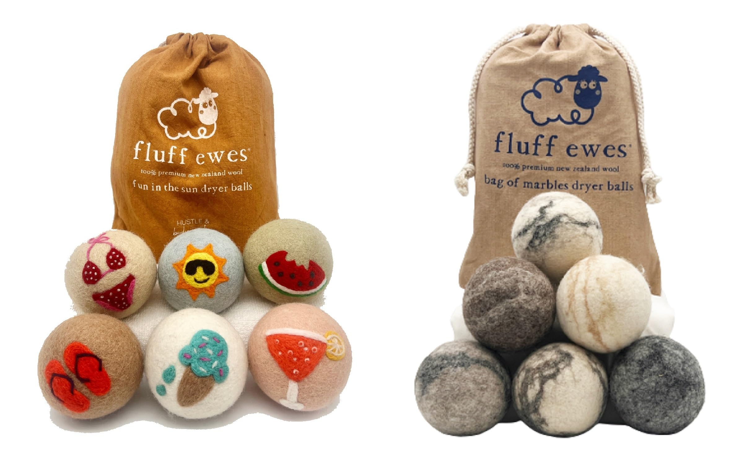 Amazon.com: Fluff Ewes Premium Handmade New Zealand Reusable Wool Drye ...
