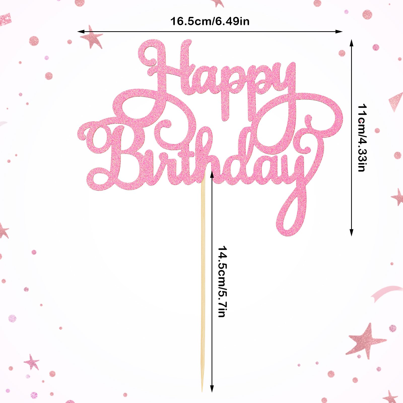 Snapklik.com : Pink Birthday Cake Toppers - Happy Birthday Cake Sign ...