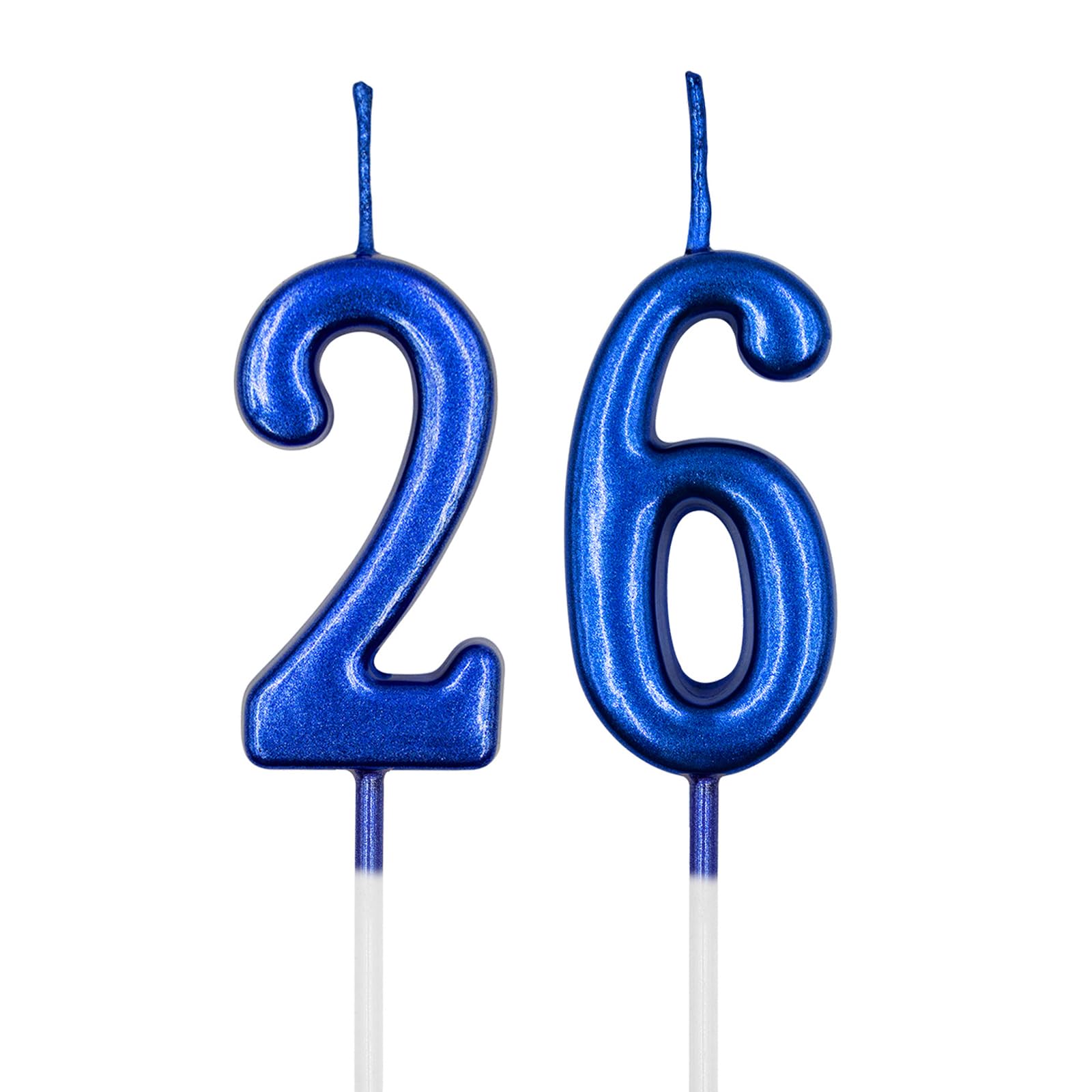 Amazon.com: 26th & 62nd Birthday Candles, Blue Number 26 62 Candle for ...