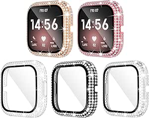 Amazon.com: CHANCHY 5 Pack Bling Case Compatible for Fitbit Versa 3 ...