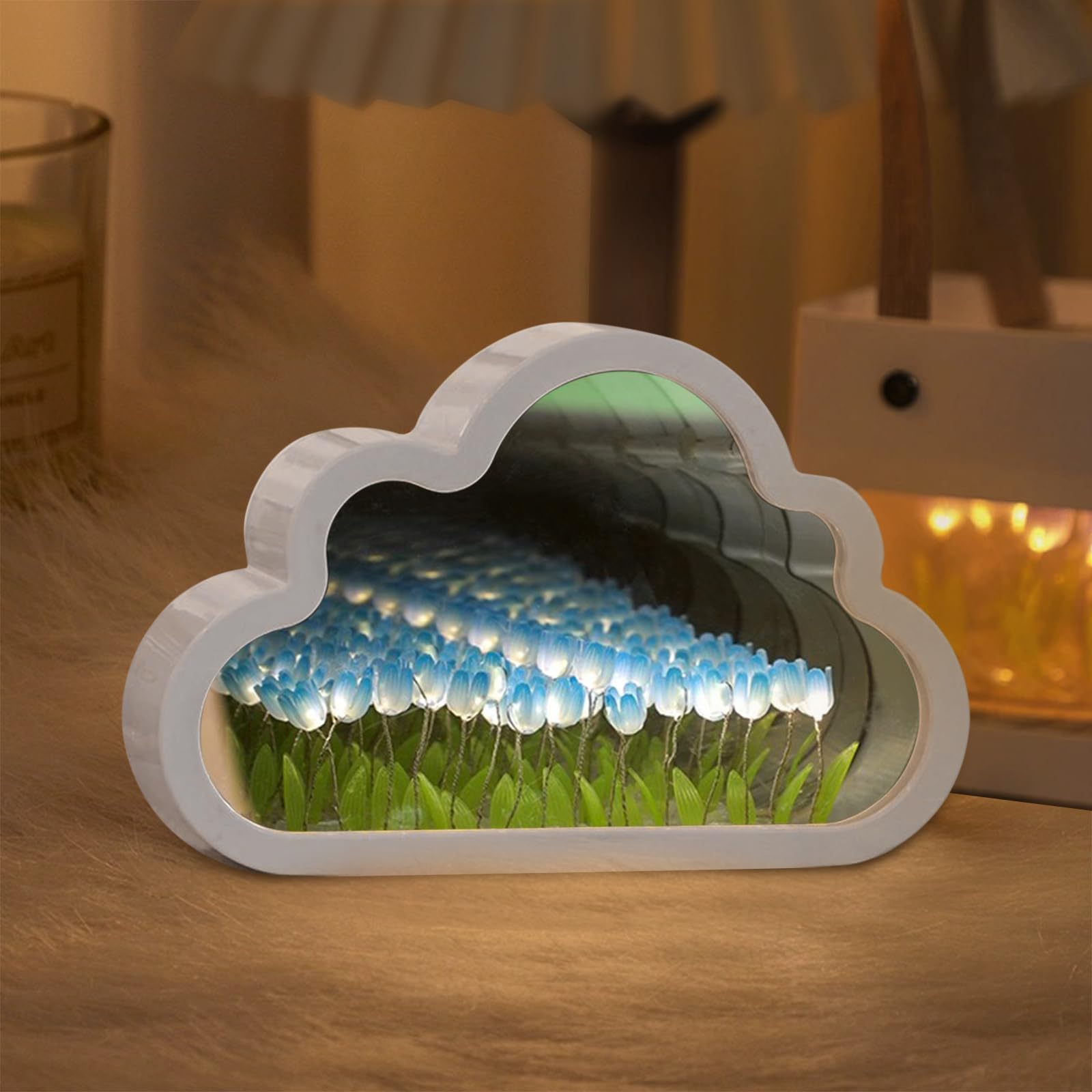 WELUCK Tulip Night Light Cloud Mirror Light Decorative Night Lamp ...