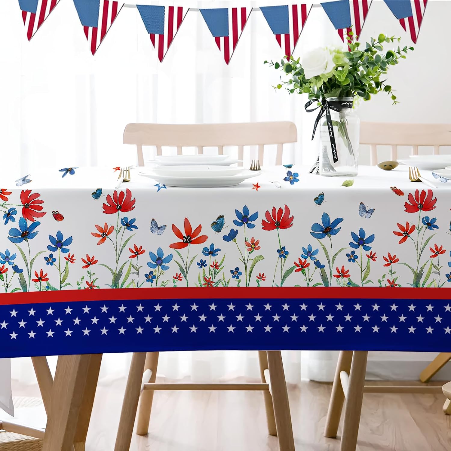 Amazon.com: 4th of July Tablecloth Rectangular 60x84 Inch Waterproof ...