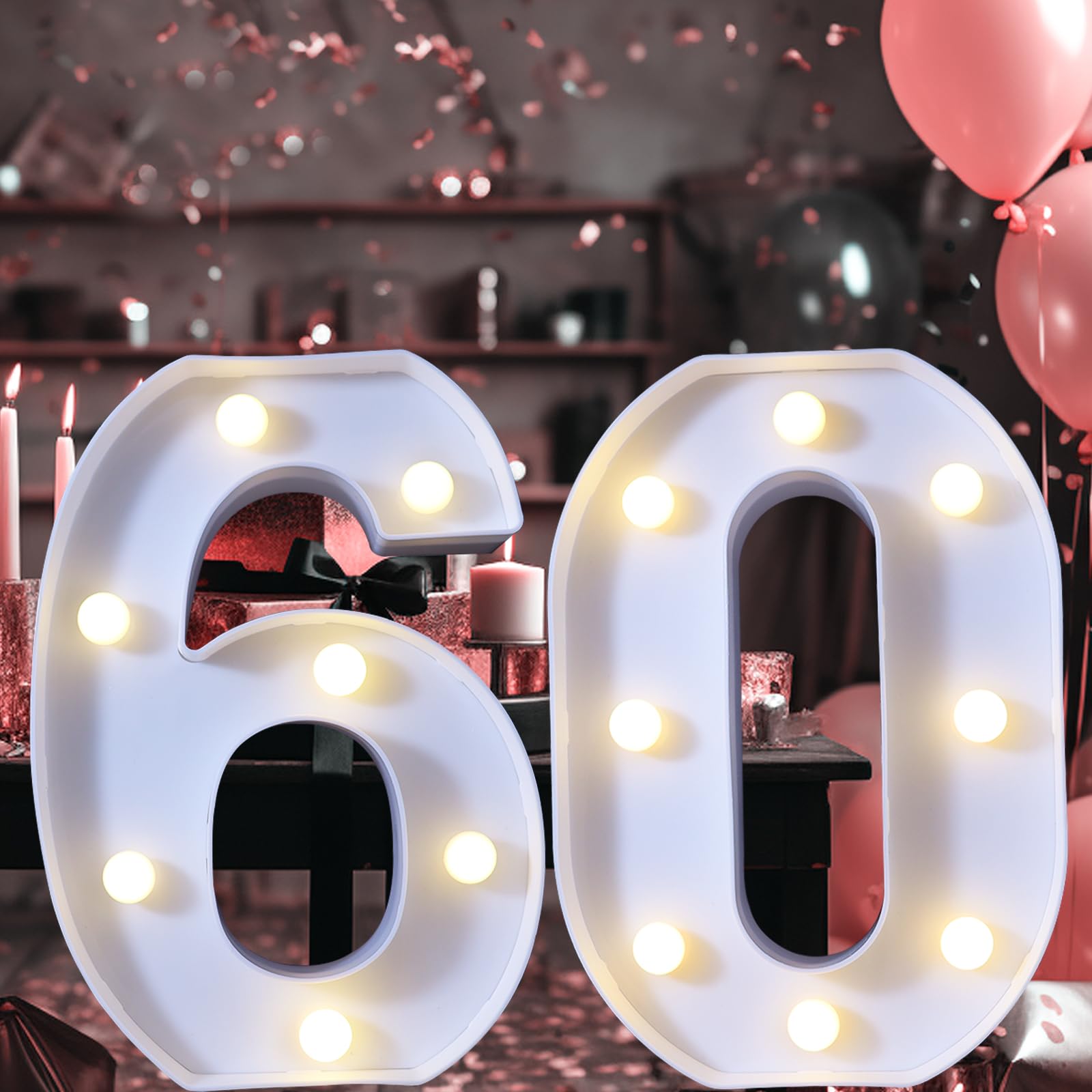 White Decorative LED Light Up Numbers, 8.8" Marquee Number Signs for ...