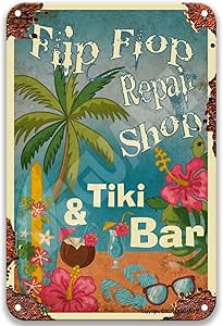 Amazon.com: Flip Flop Repair Shop And Bar Metal Decoration Sign Garage ...