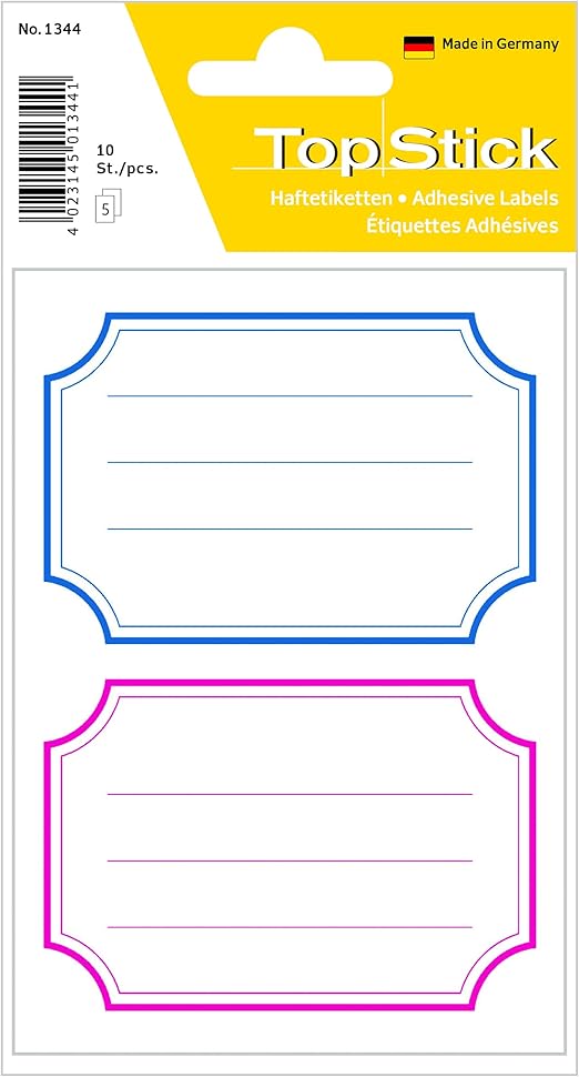 TopStick 1344 Book Labels, 2 Labels Per Sheet, 78 x 53 mm, 10 Labels ...