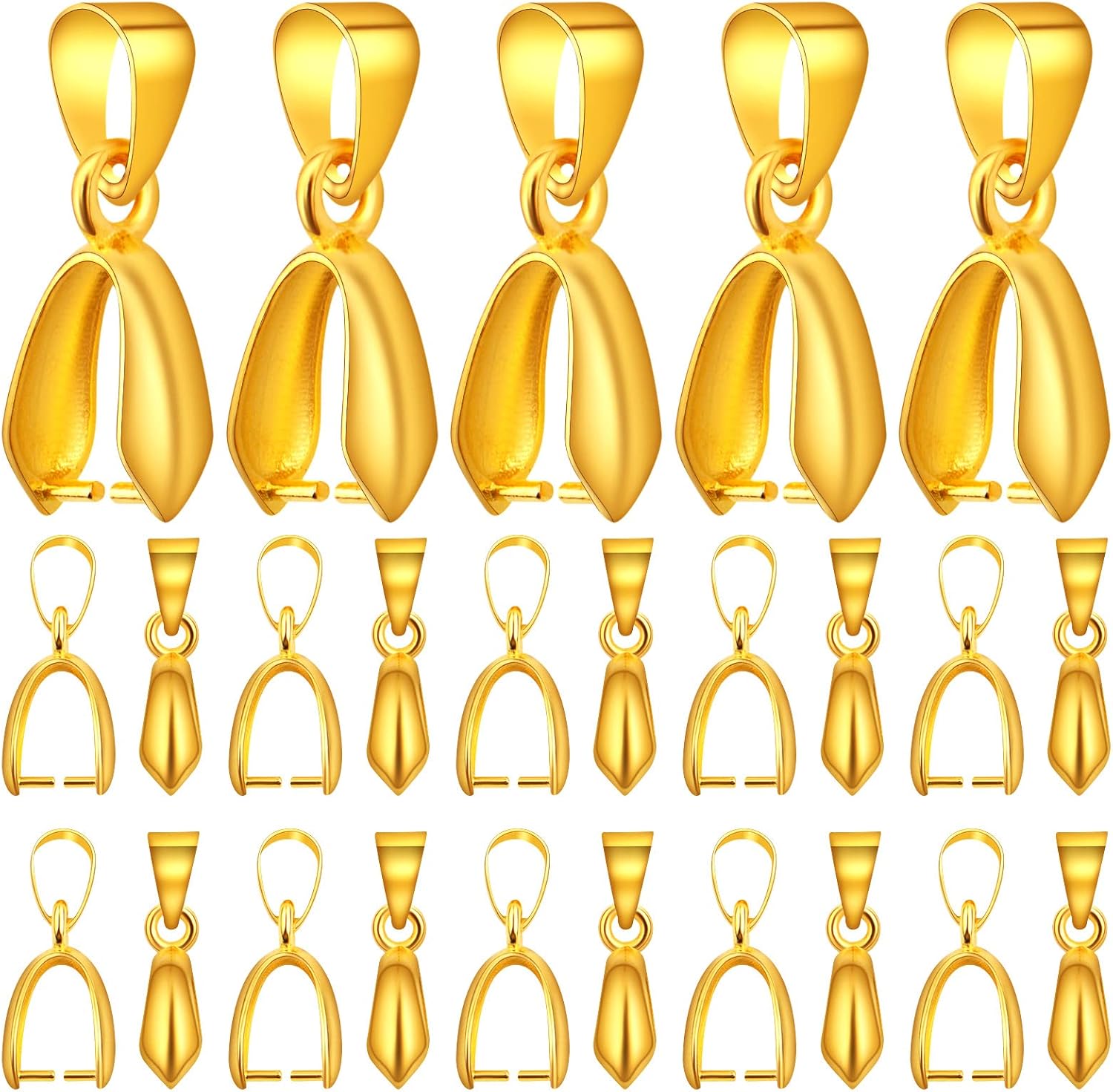 Aylifu 60 Pieces Golden Pinch Necklace Clasps Bails Brass Clip Buckle ...