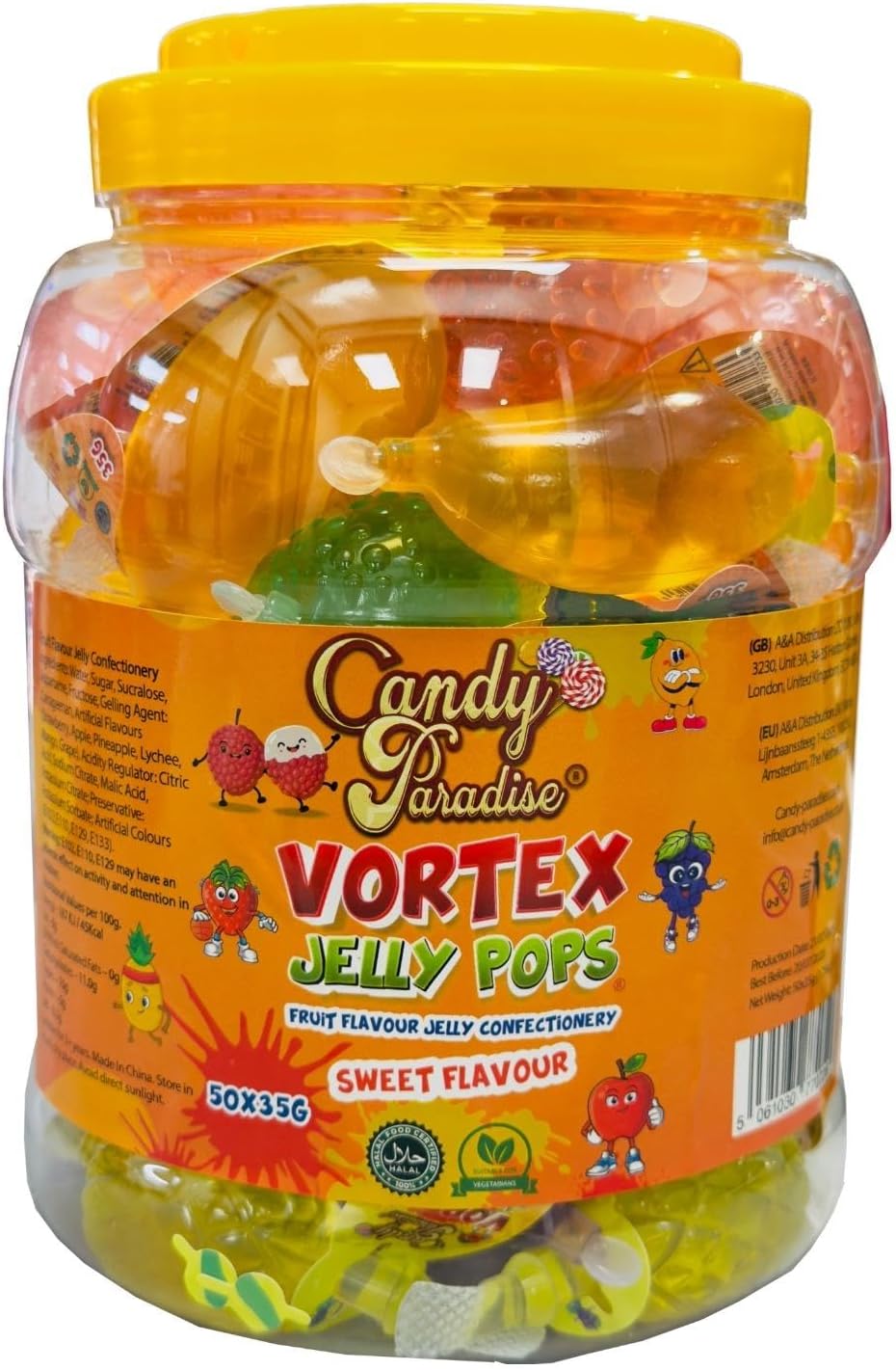 Jelly Pop Candies Jar 35g x 50 | Assorted Fruit-Flavored | Perfect for ...