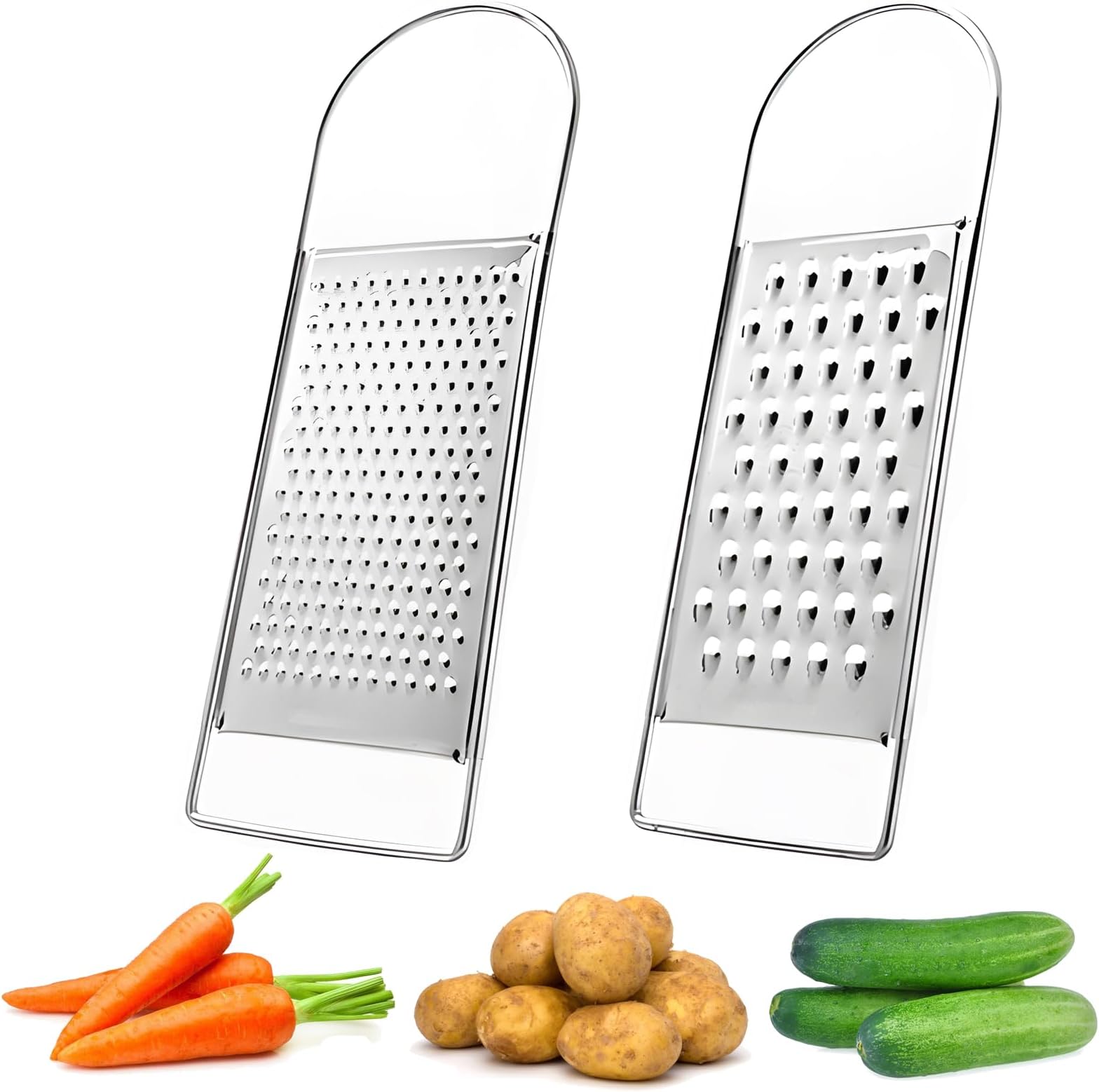 Amazon.com: 2 Pack Cheese Grater Handheld, Flat Coarse Stainless Steel ...