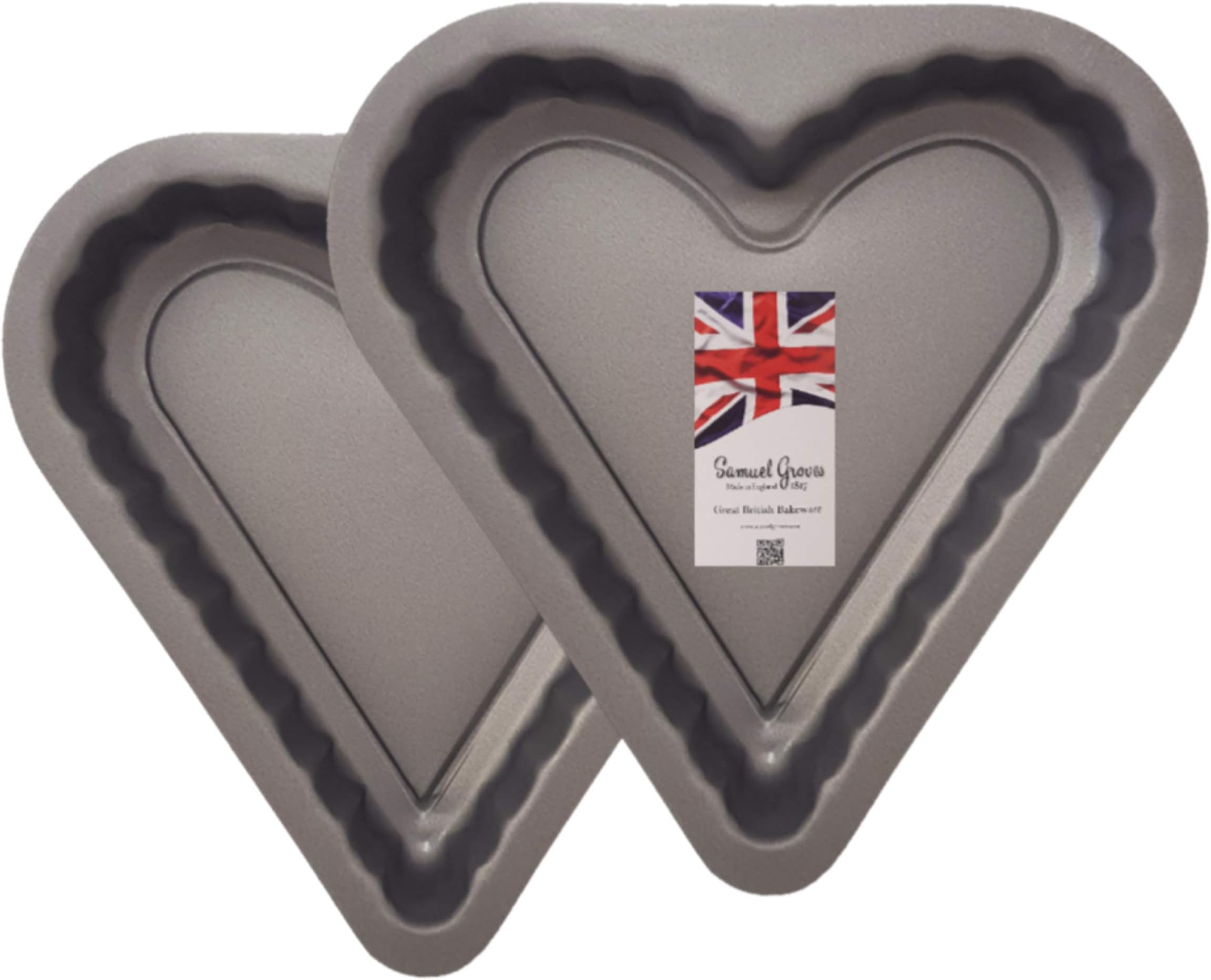 Set Of 2 Heart Shaped Cake Tins Valentines Non Stick Carbon Steel Bake ...