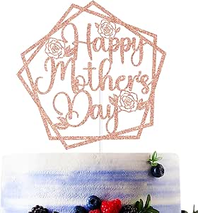 Amazon.com: Rose Gold Glitter Happy Mother's Day Cake Topper, Feliz Dia ...