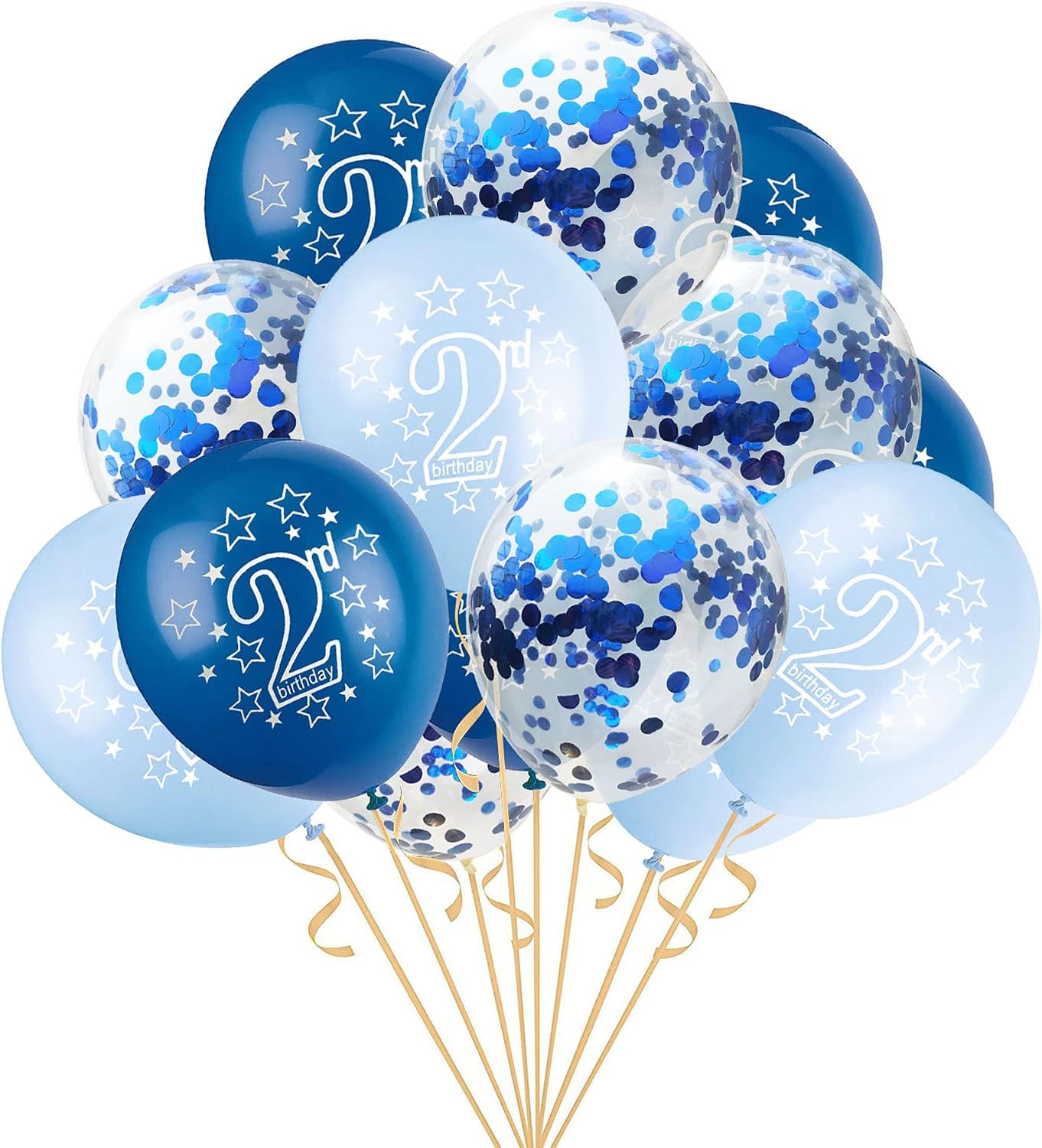 Amazon.com: SHUNTAI Second Birthday Balloons Blue 2nd Happy Birthday ...