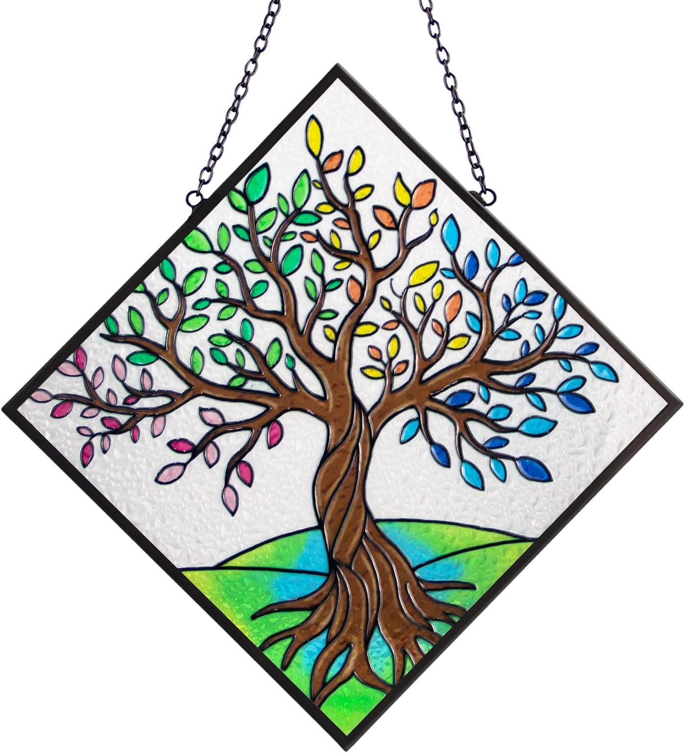 Amazon.com: Tree of Life with Sun and Moon Stained Glass Window Hanging ...