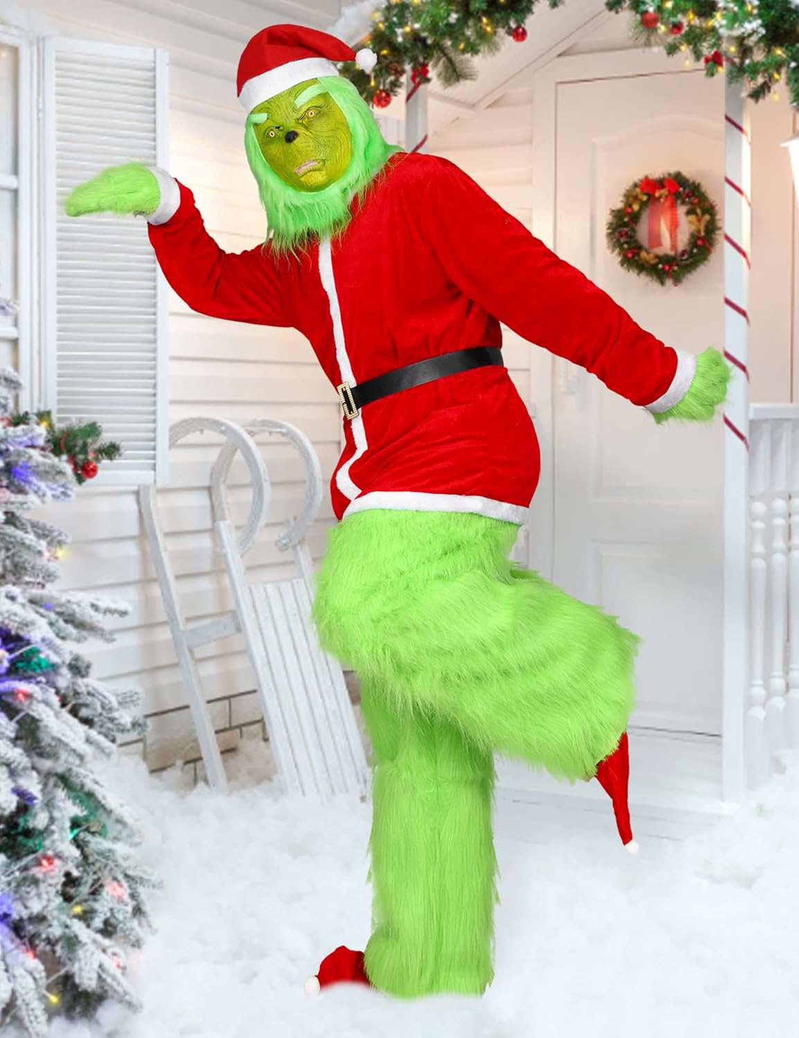 Amazon.com: Alaiyaky Christmas Green Big Monster Costume for Men, 7PCS ...