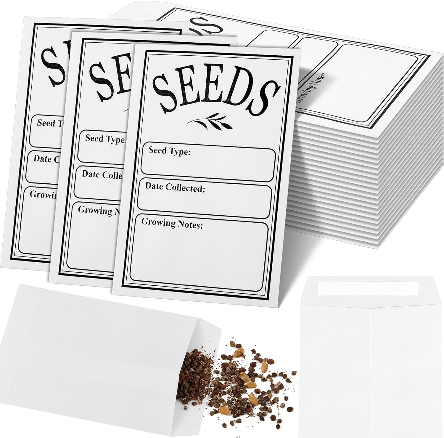 Tenare 120 Pcs Small Seed Envelopes 8 x 12 cm Reusable Seed Storage ...