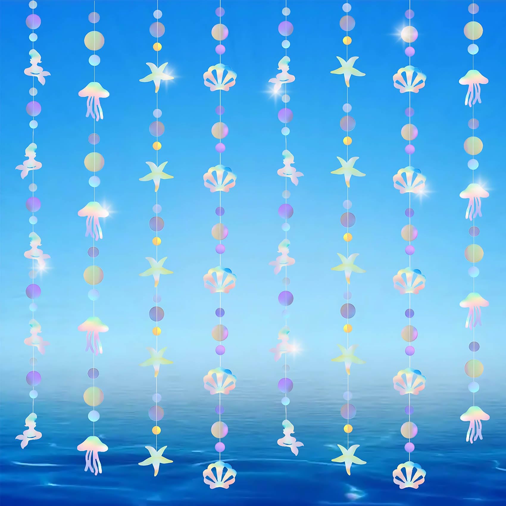 Amazon.com: 52FT Iridescent Mermaid Streamer-The Sea Party Garland ...