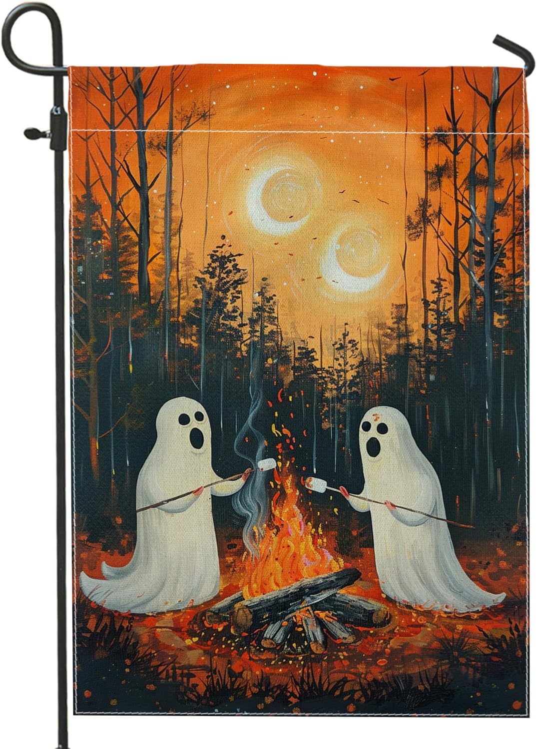Amazon.com : Halloween Ghosts Campfire Garden Flag, Orange Autumn ...