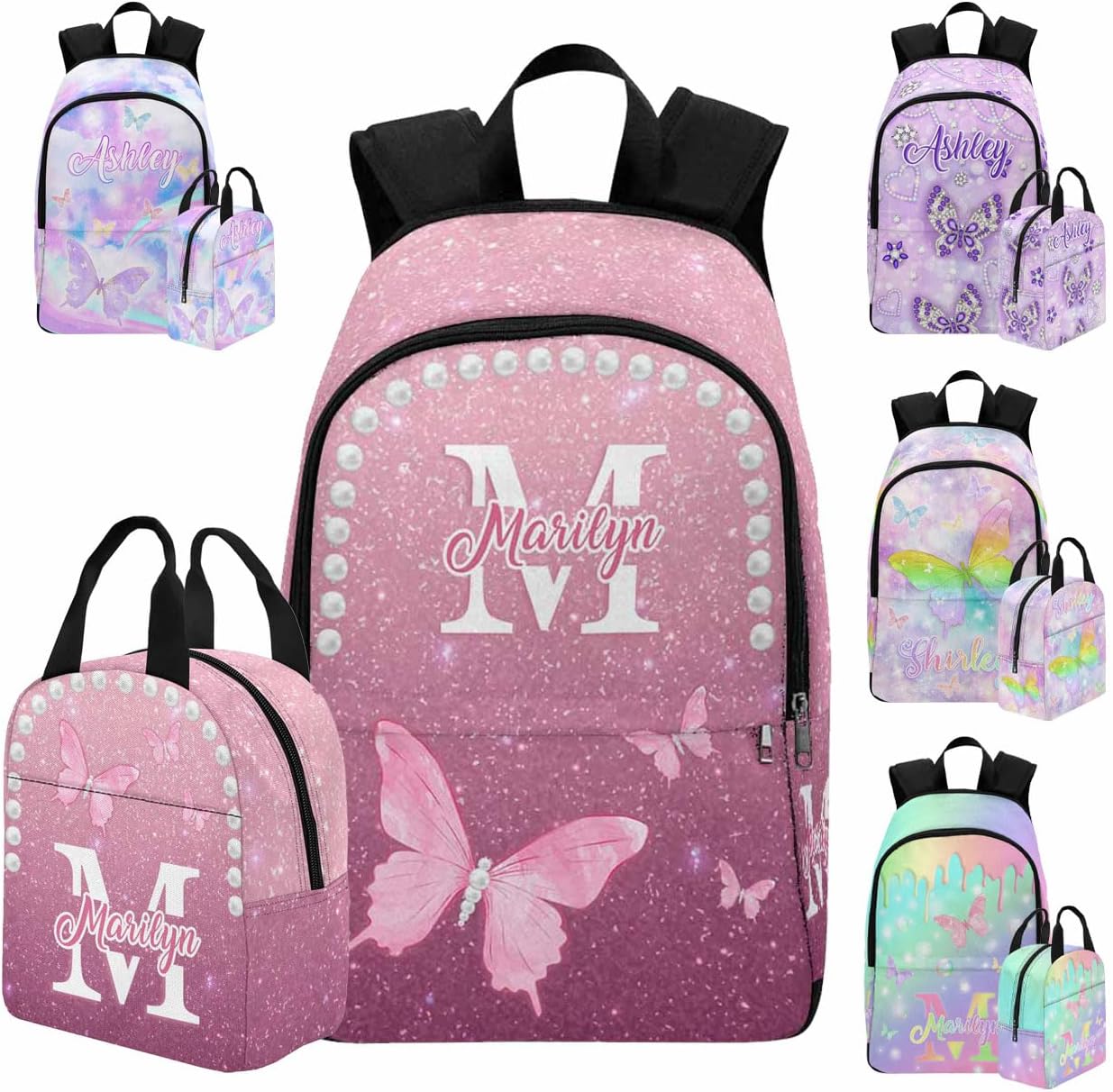 Amazon.com | LOSARON Custom Girls Bookbag with Lunch Bag, Customized ...