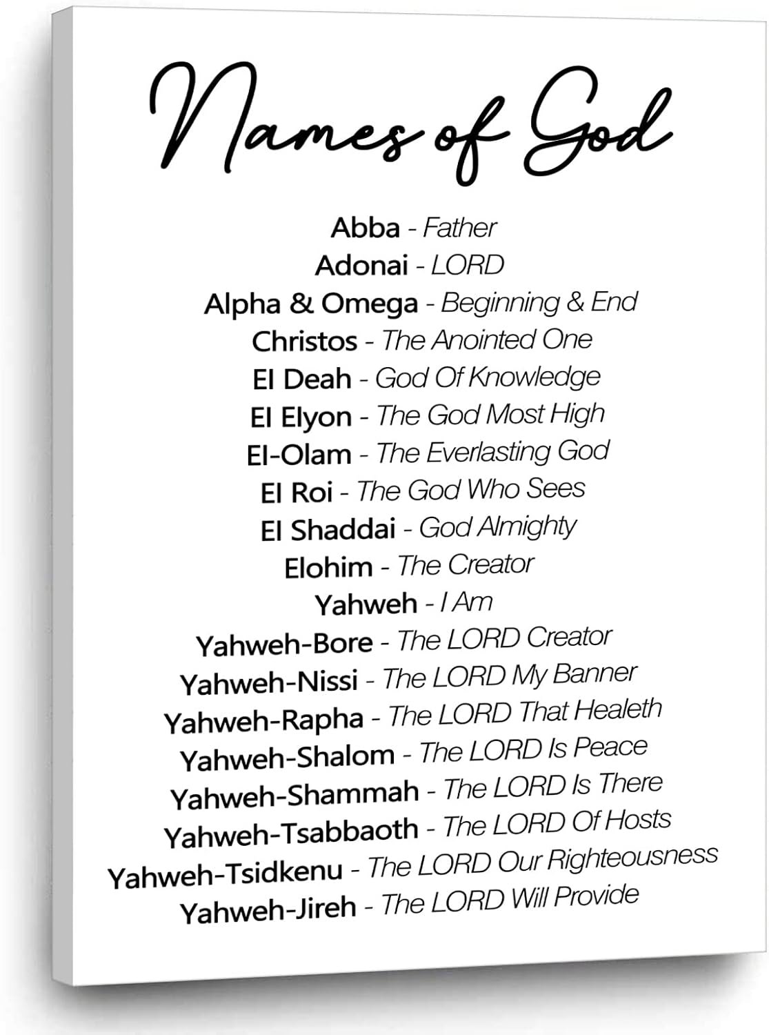 Amazon.com: God Names Poster Print Bible Verse Canvas Painting for Home ...