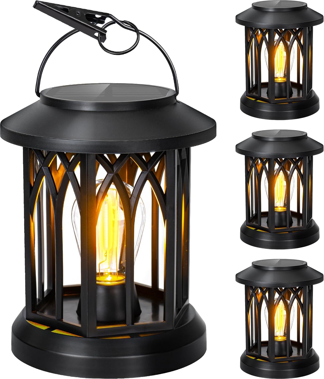 Amazon.com: Hanging Solar Lanterns Outdoor Waterproof, 4 Pack Outdoor ...