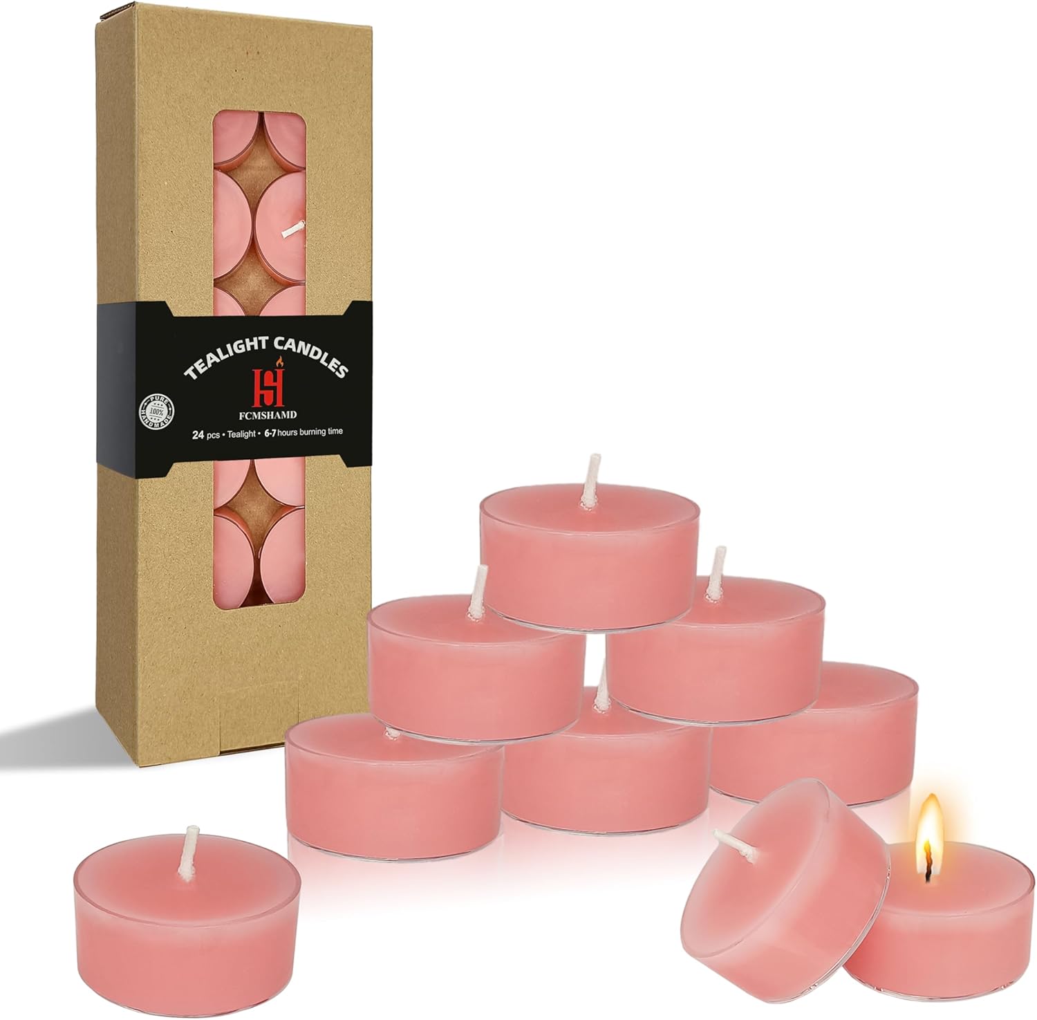 Amazon.com: FCMSHAMD Rose Scented Tealight Candles, 24 Pack Pink Tea ...