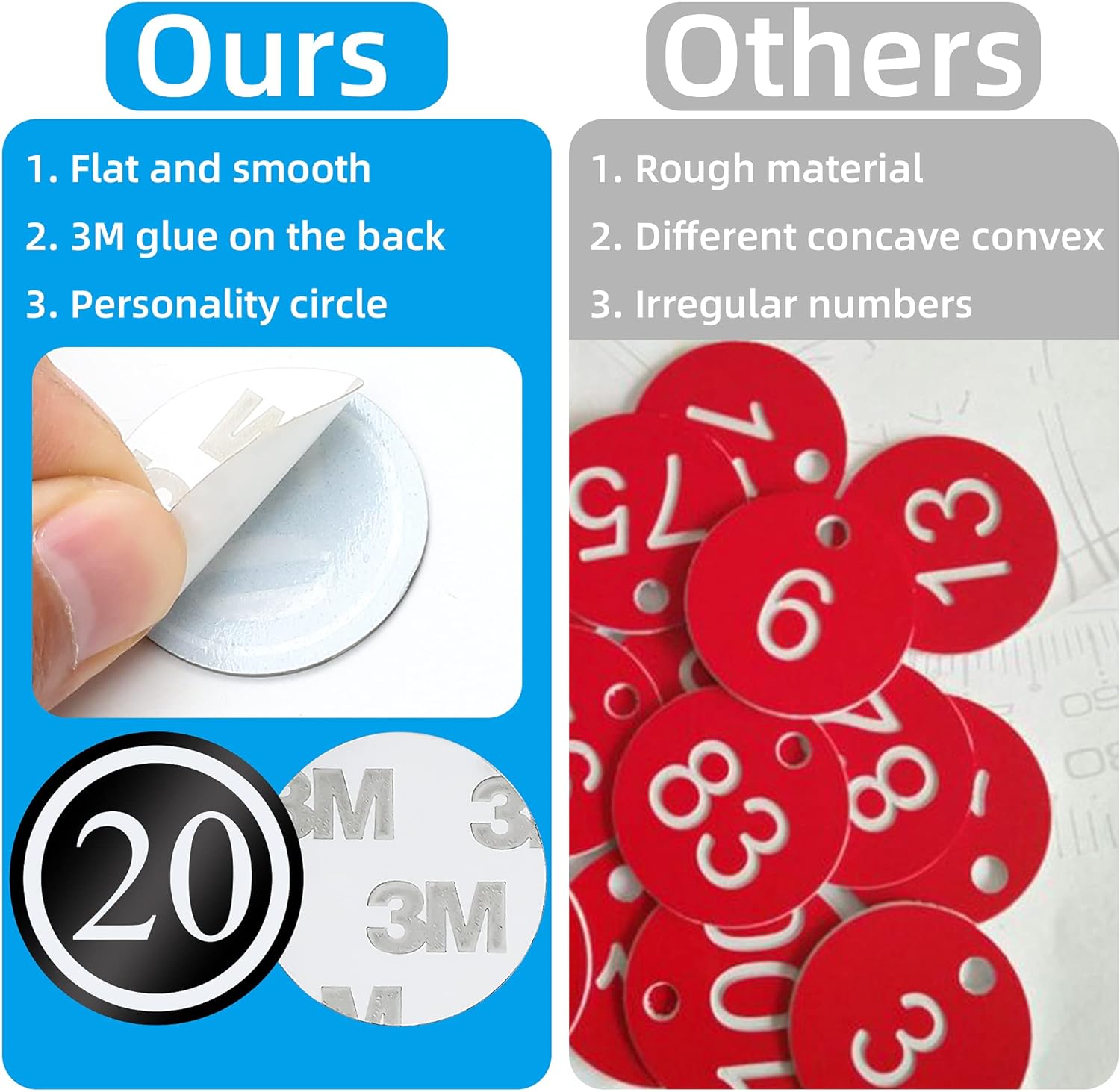 50 Pcs Plastic Number Tags,Key Tags Without Hole,Plastic Key Tag ...