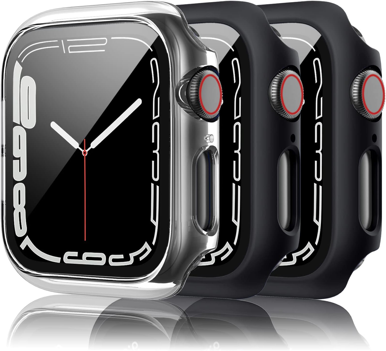 Mugust - Paquete de 3 fundas para Apple Watch Protector de pantalla de ...
