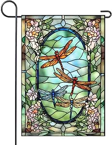Amazon.com : Spring Summer Dragonfly Garden Flag 12x18 Inch Double ...