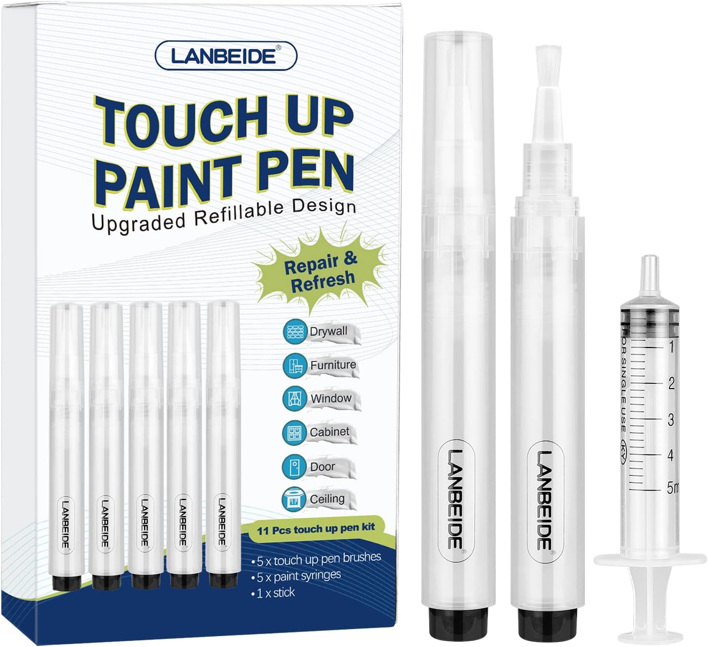 Amazon.com: XTIIEED Fillable Touch Up Paint Pen, Refillable Paint Brush ...