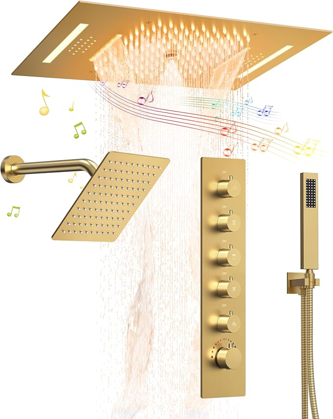 EVERSTEIN Music LED Mood Lighting 64-Color Shower System, 23" x 15 ...