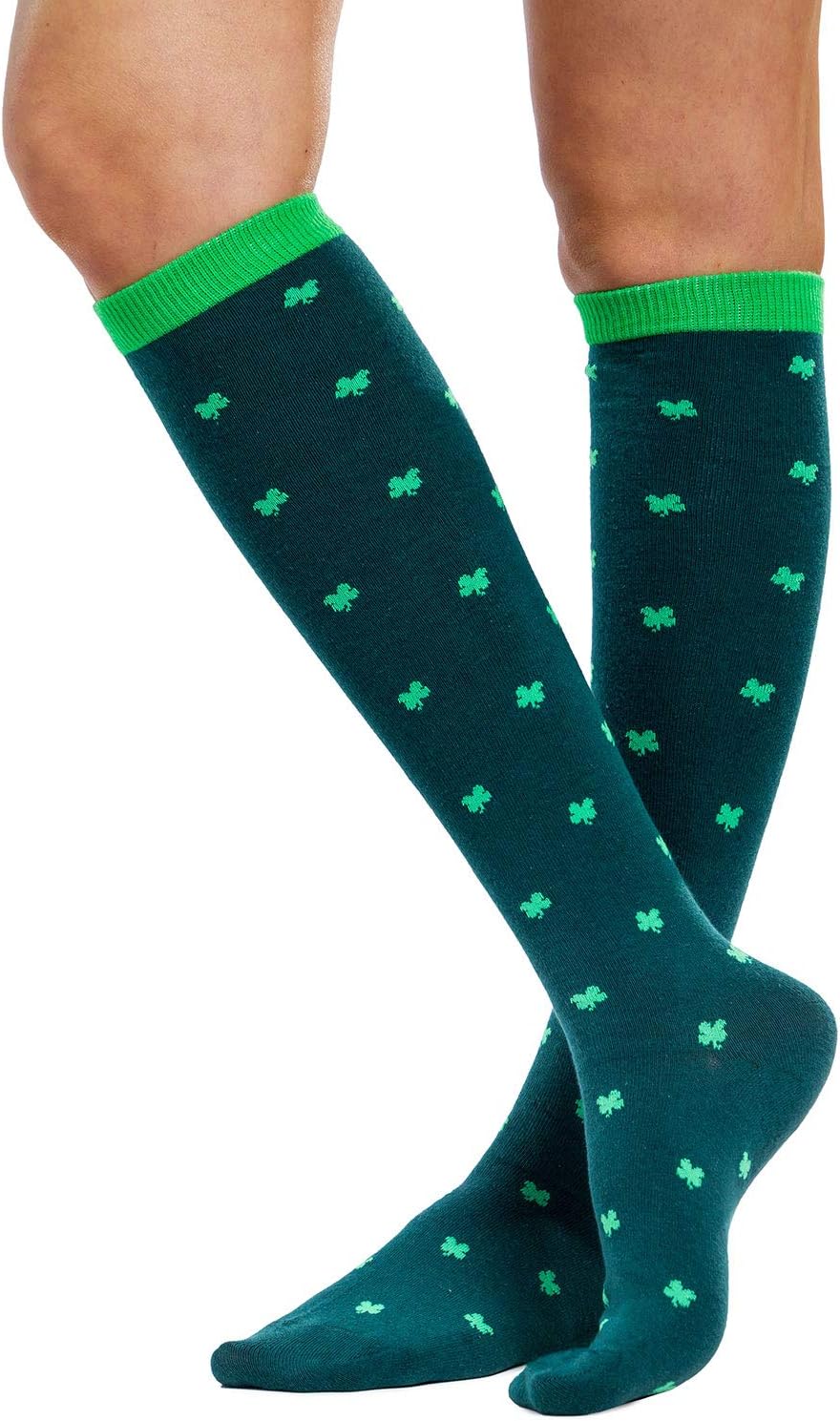 Amazon.com: Women's Green Four Leaf Clover Socks - Lucky St. Paddy's ...