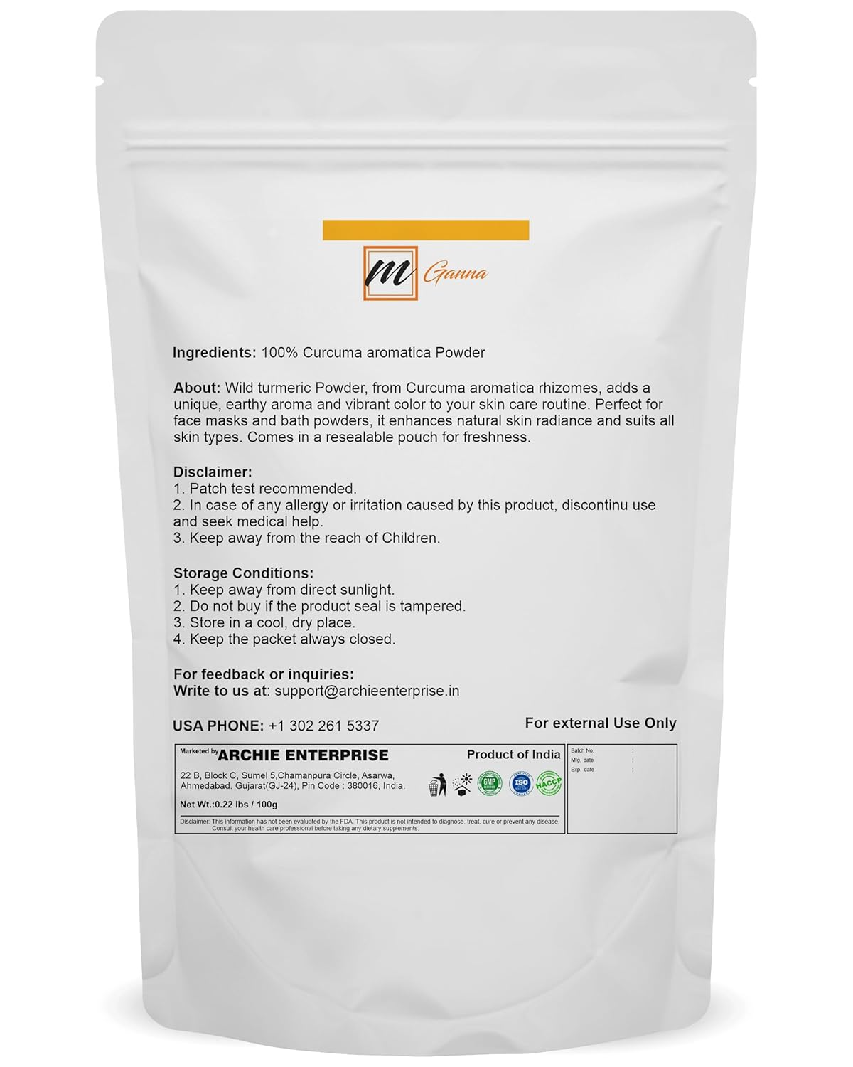 100% Natural Pure Wild Turmeric/Curcuma Aromatica Powder for Skin Care ...