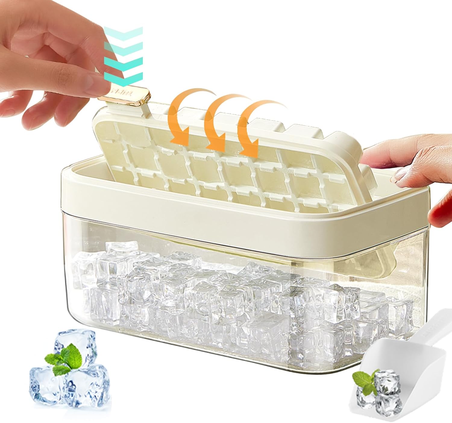 Amazon.com: Rotating Ice Cube Tray with Lid and Bin，28 Pcs Mini Ice ...