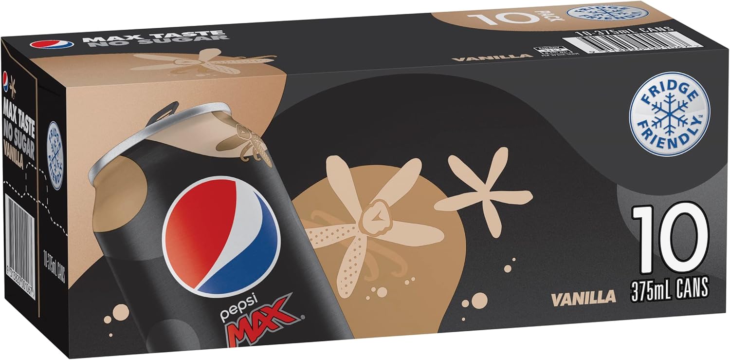 Pepsi Max Vanilla Soft Drink Can 375 ml (Pack of 10) : Amazon.com.au ...
