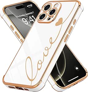 Amazon.com: LCHULLE Compatible with iPhone 16 Pro Case for Women Girls, Cute Luxury Plating Love ...