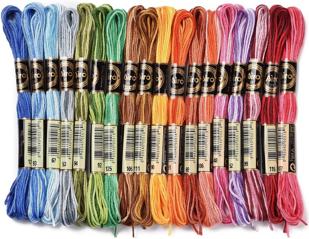 CABODYALS 18 Skeins 6 Strands 144M Gradient Polyester Embroidery Floss ...