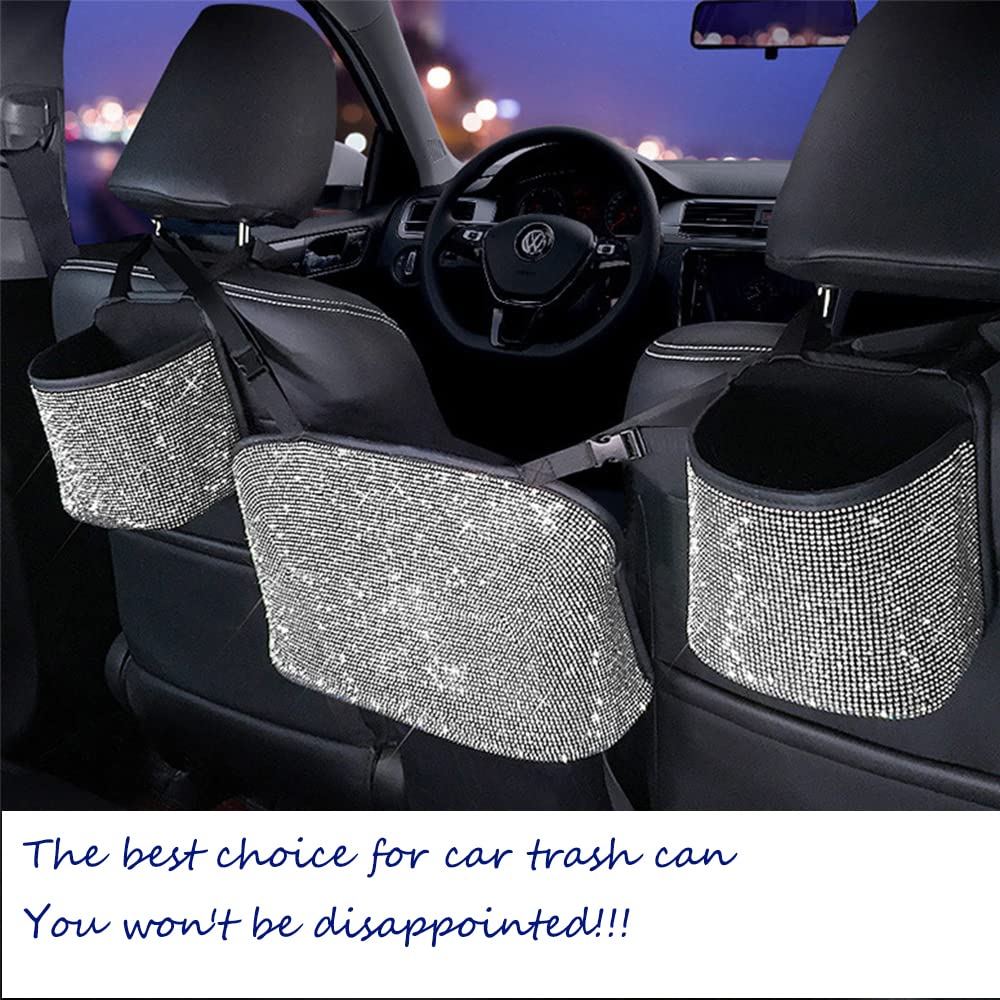 Rhinestone Car Trash Can BELOMI Car Foldable Trash Can, Bling ...