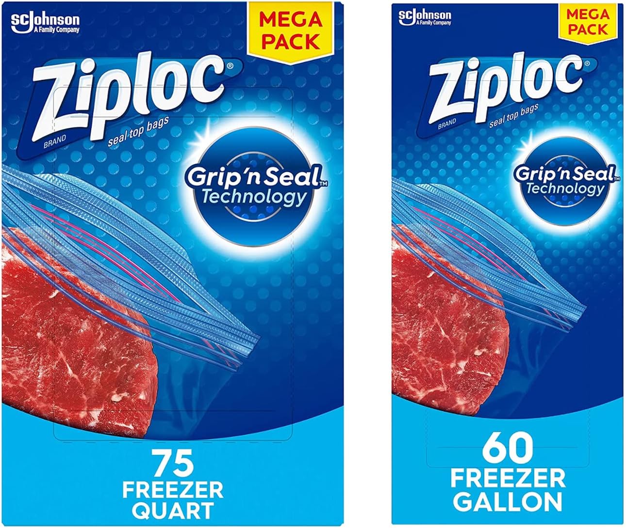Amazon.com: Ziploc Quart and Gallon Food Storage Freezer Bags Bundle ...