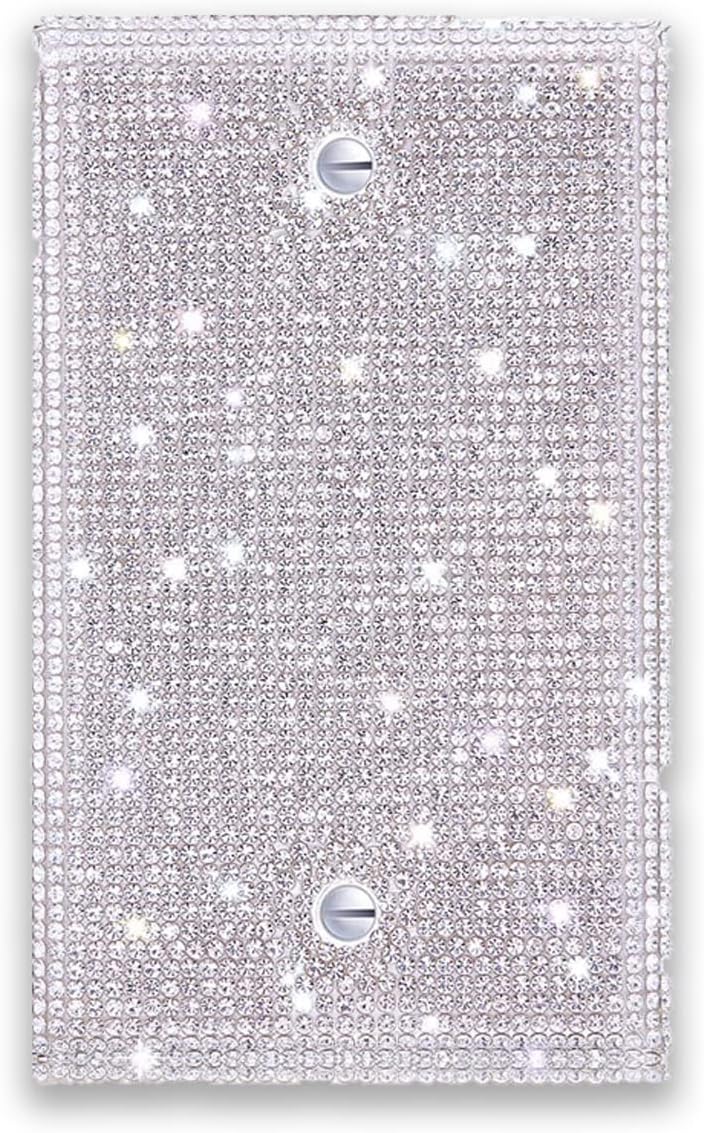 (1PCS) BLING SILVER RHINESTONE LIGHT SWITCH COVER SHINY CRYSTAL SPARKLE ...