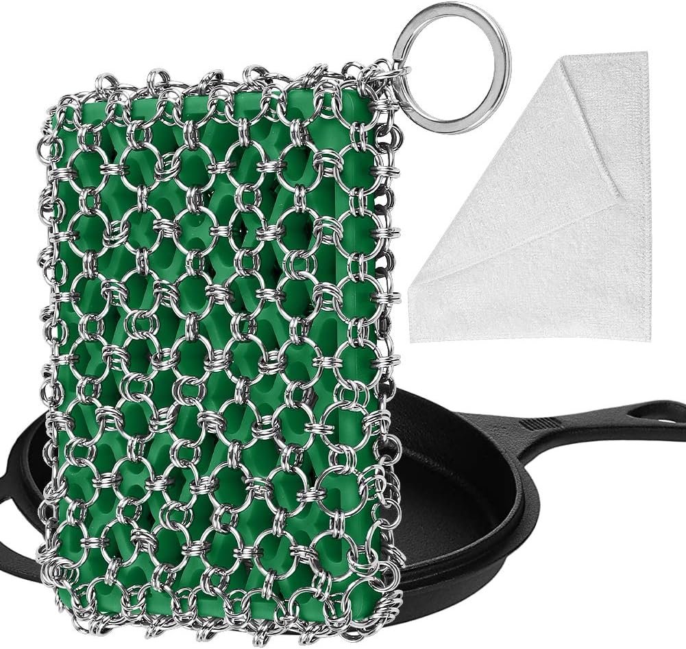 Amazon.com: Knapp Made Combo Chainmail Cast Iron Scrubber with Silicone ...