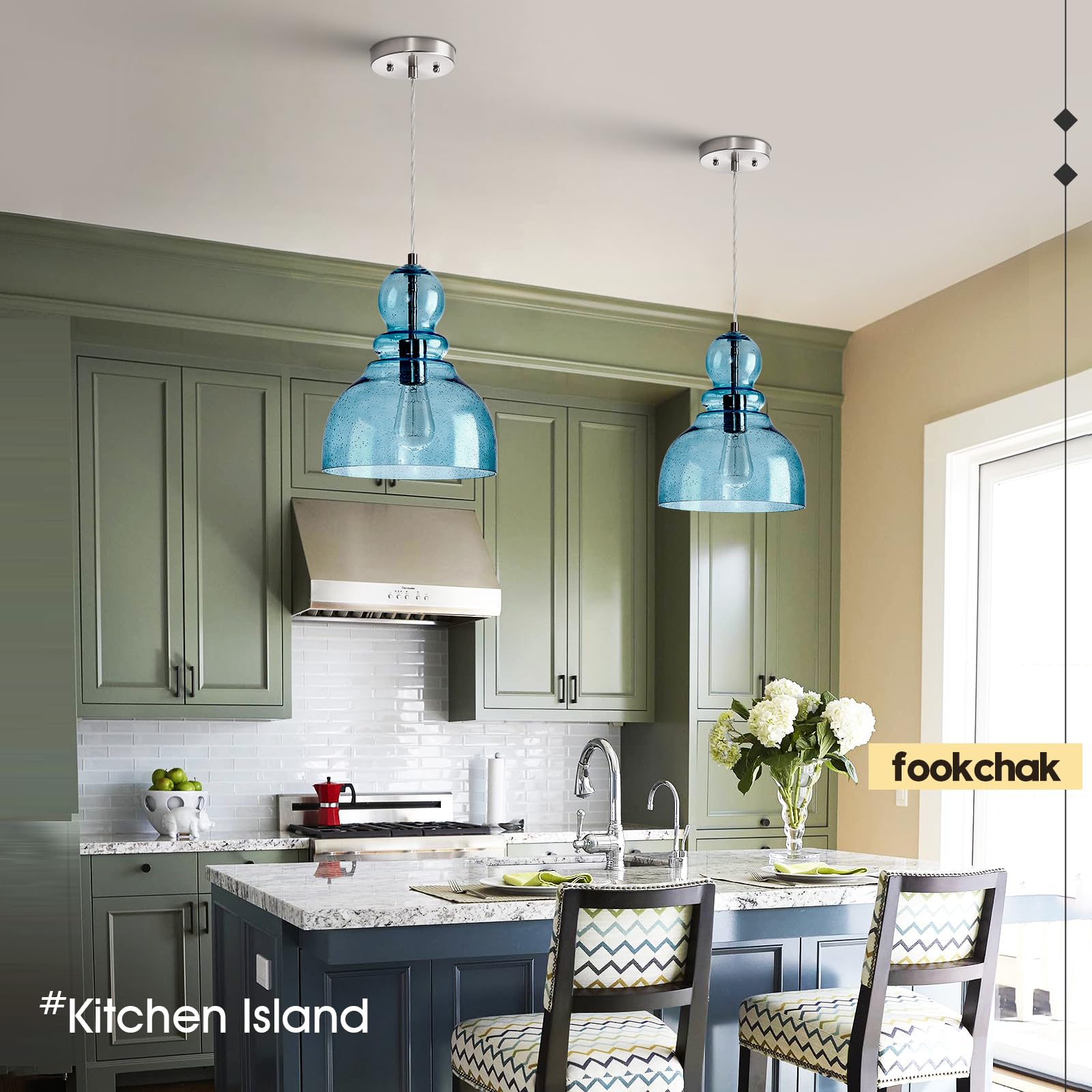 Nautical Pendant Light Kitchen Island Pendant Light Hand Painted Glass