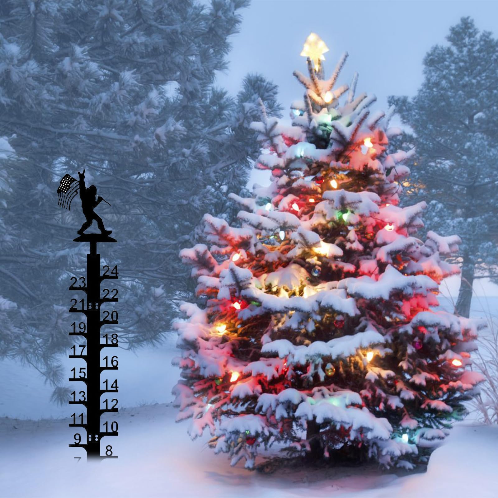 24 Inch Snow Measuring Stick 24 Inch Iron Art Snow Gauge - Christmas ...