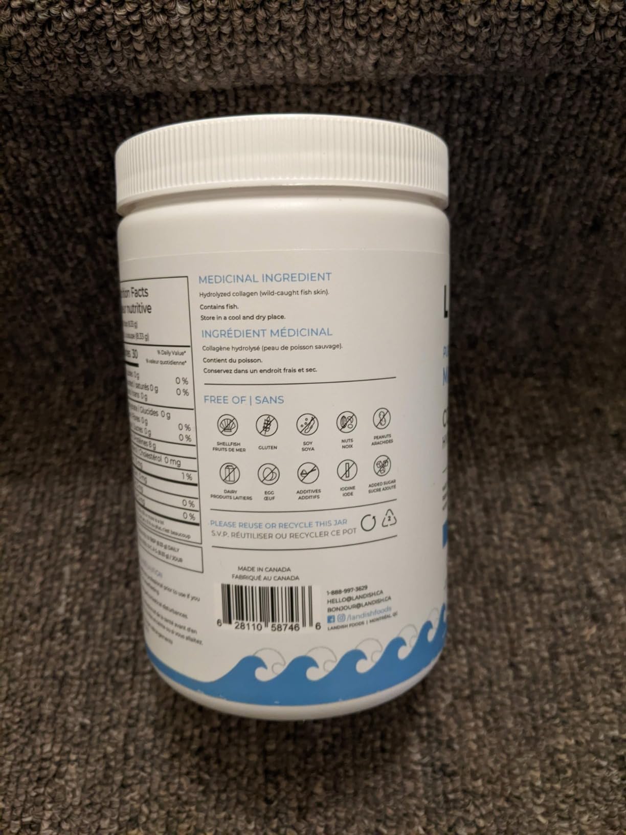 Landish Pure Canadian Hydrolyzed Marine Collagen, Collagen Peptides ...
