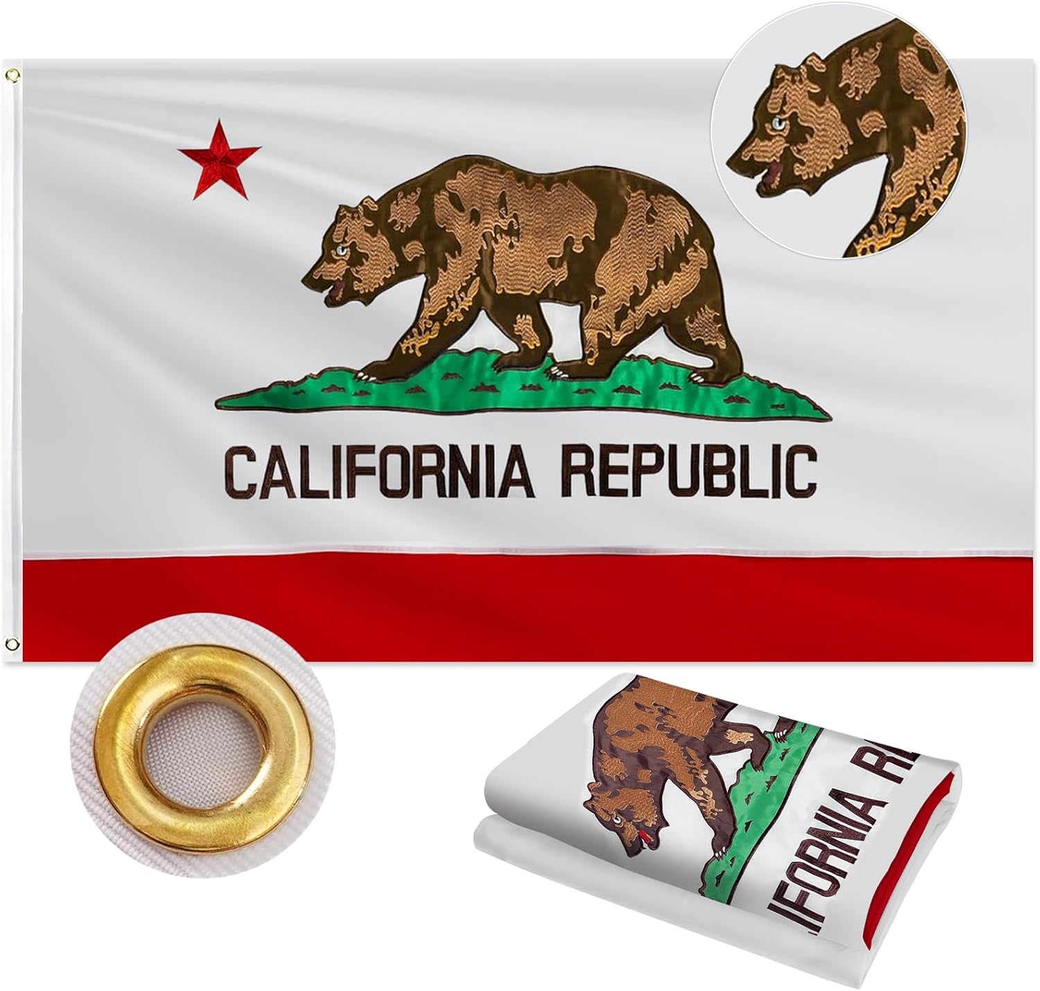 Amazon.com : California Flag 3x5 FT Outdoor, Double Sided Heavy Duty ...