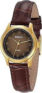 Amazon | BERNY レディース 腕時計 ゴールドうで時計 女の子アナログ スウォッチ 小さな防水レディースウォッチ 革バンド アラビア数字ダイヤル | 腕時計 | ファッション 通販