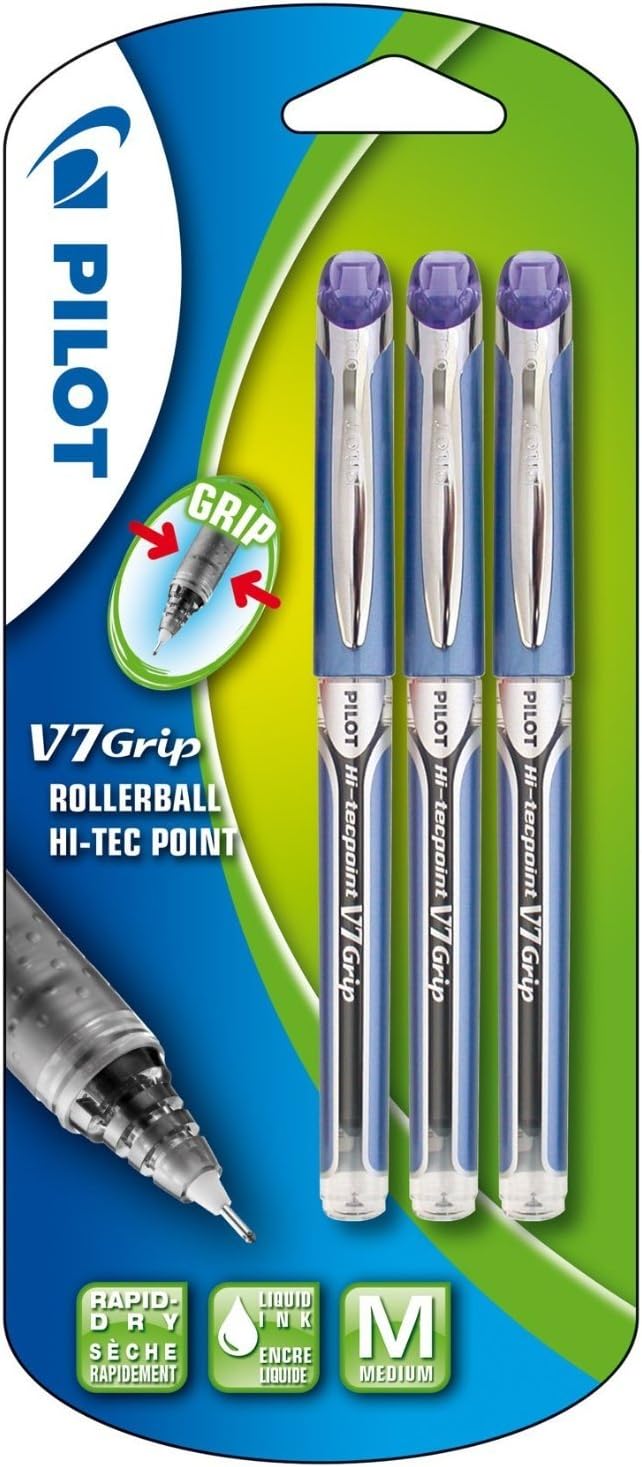 Pilot V7 Grip Liquid Ink Rollerball 0.7 mm Tip (Pack of 3) - Blue ...