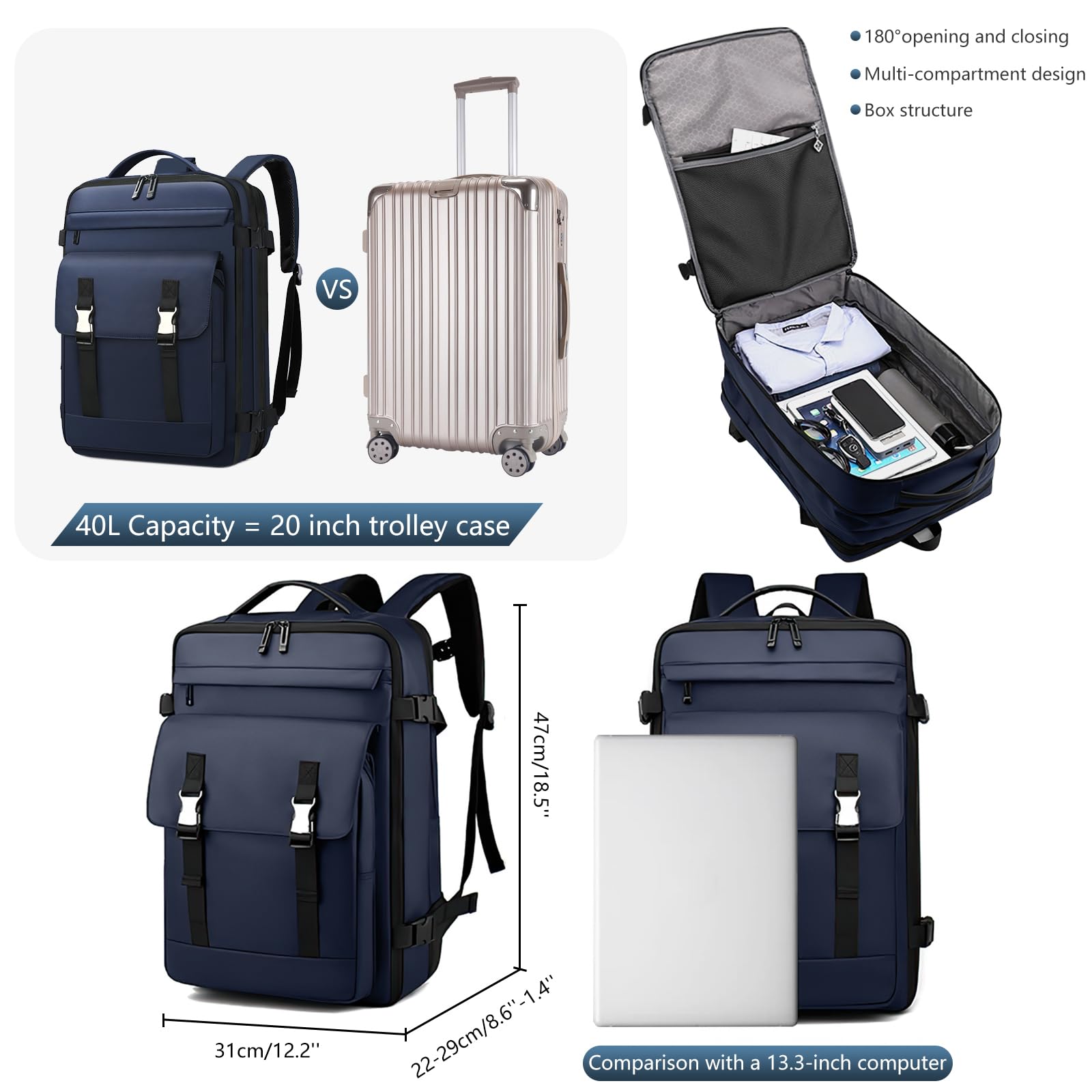 Snapklik.com : Travel Laptop Backpack, Extra Large Expandable Travel ...
