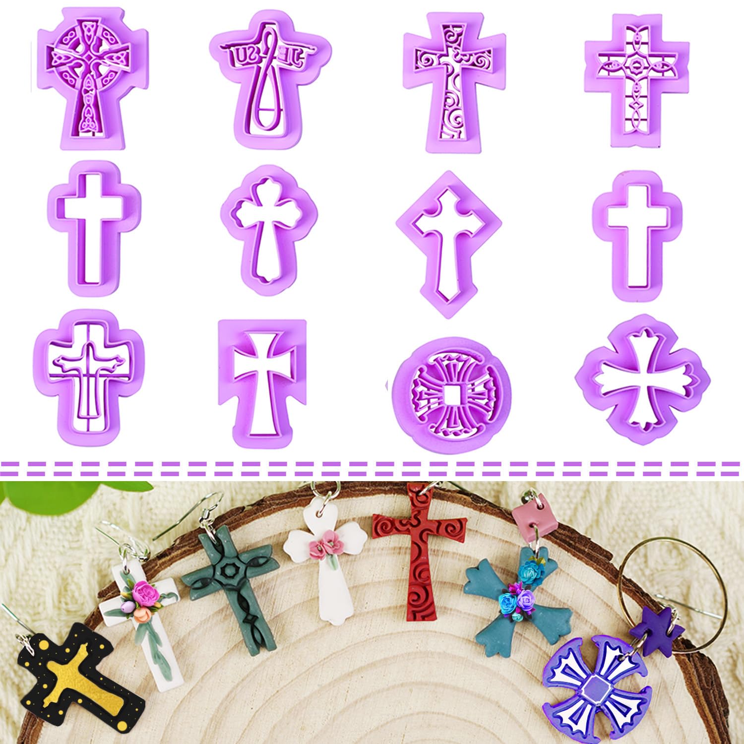 Amazon.com: Cross Polymer Clay Cutters: 12 Pcs Christianity Clay ...