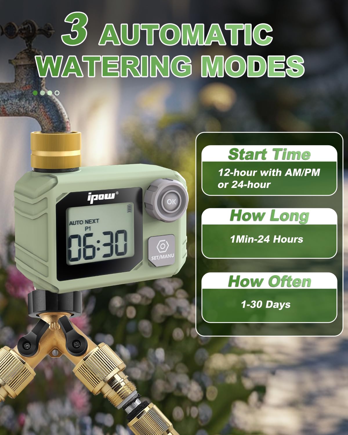 Snapklik.com : IPOW 24 Hours Duration Sprinkler Timer 3 Automatic ...