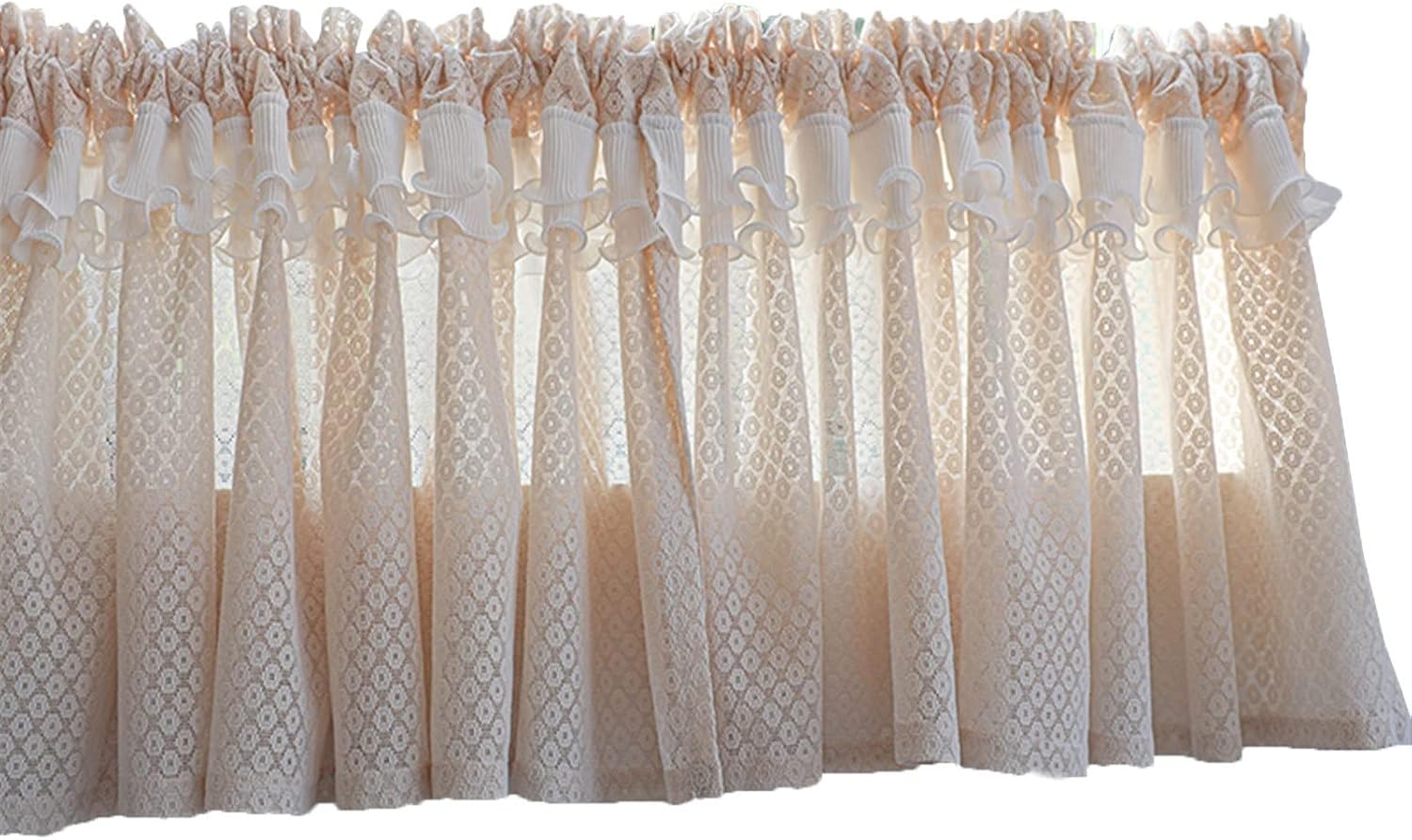 Amazon.com: Beige Sheer Lace Tulle Half Curtain for Short Curtain for ...