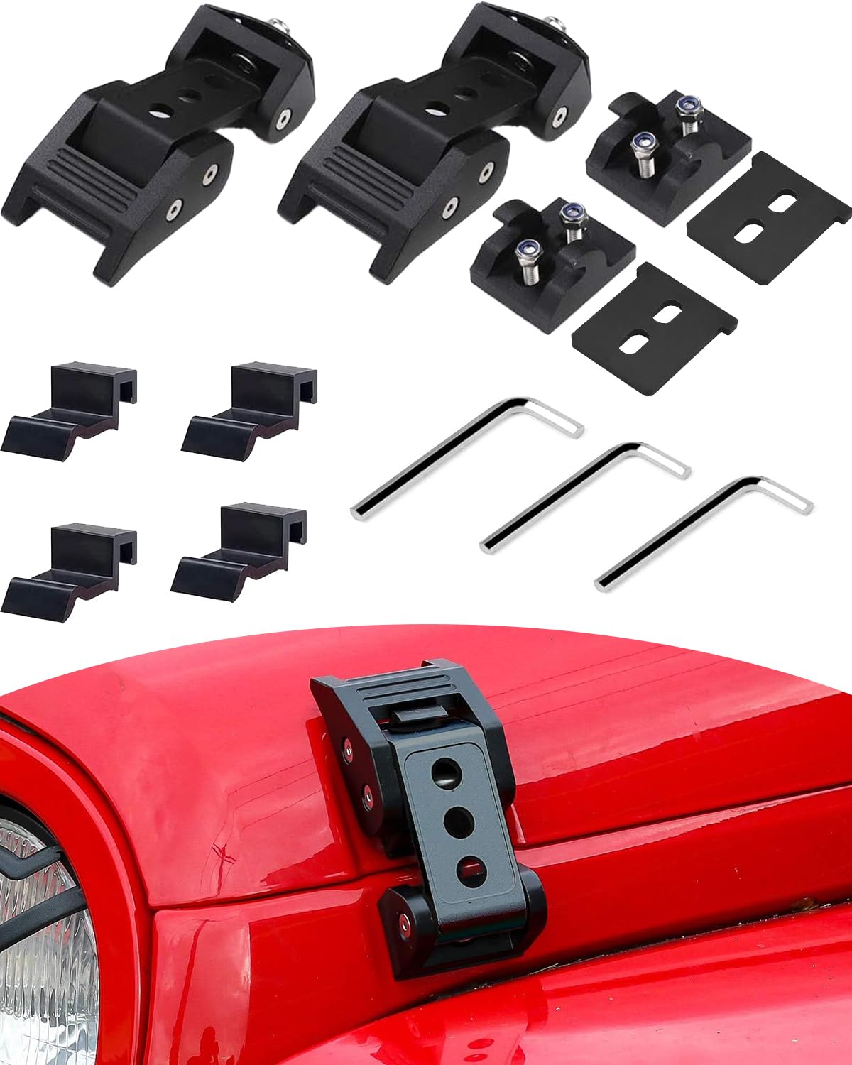 PHIONXEI Black Hood Latches for Jeep Wrangler JY JK JKU JL JLU JT ...